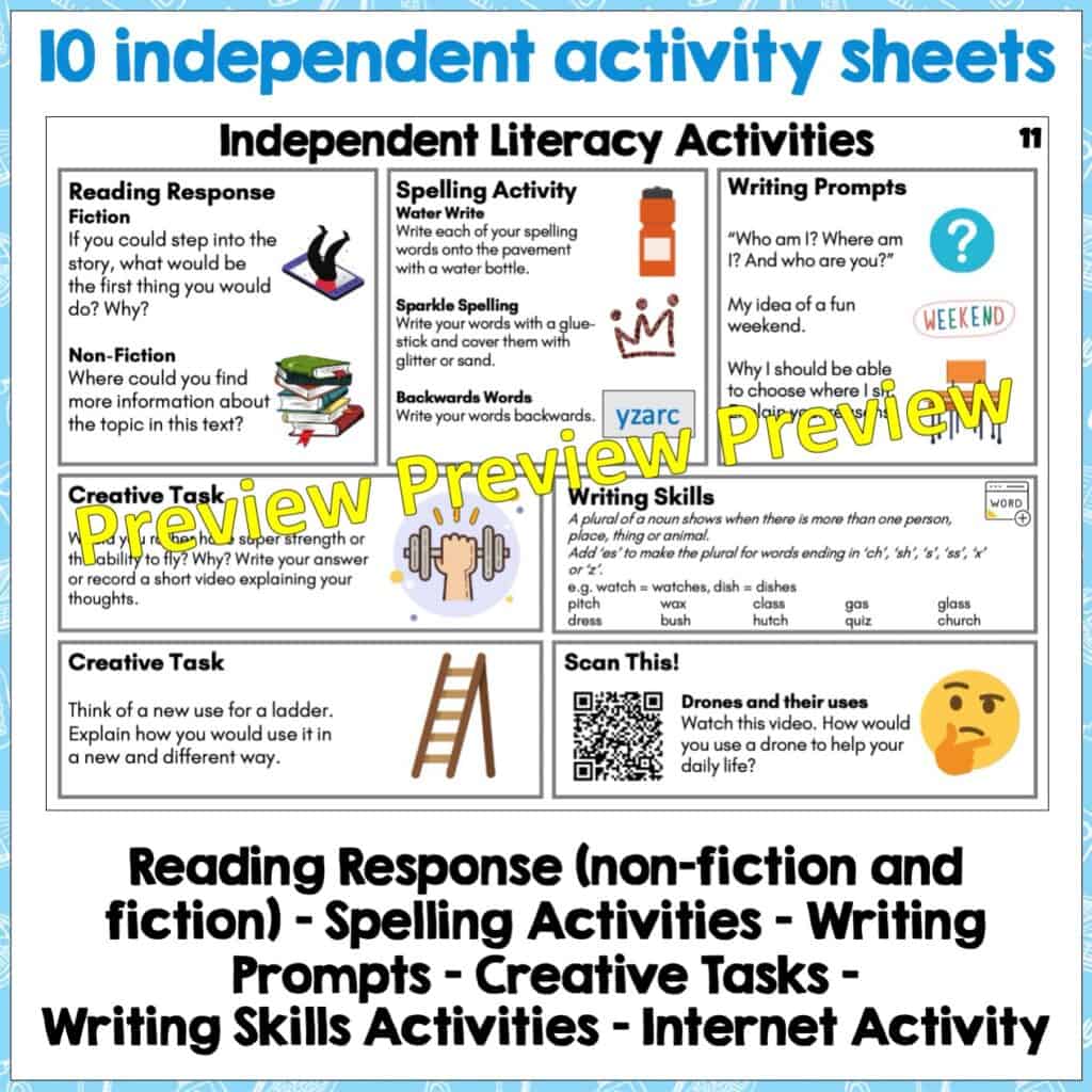 Independent Literacy Activities Year 5-8 Set Two - Top Teaching Tasks