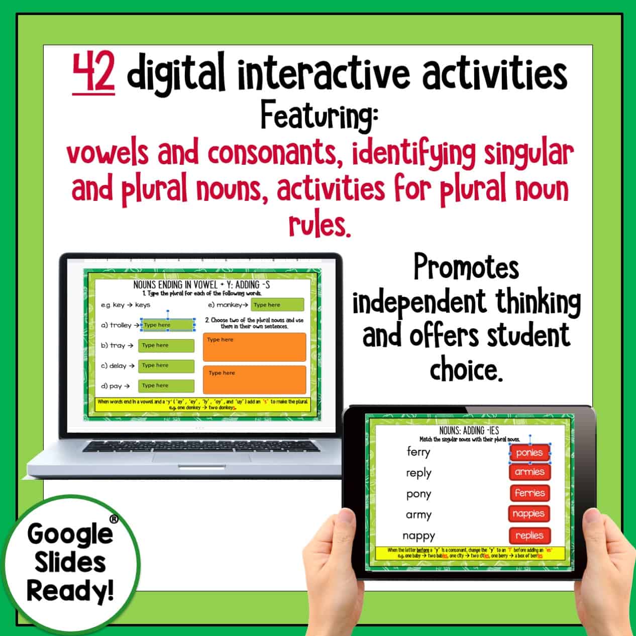 Plural Nouns Digital Task Cards for Google Classroom - Top Teaching Tasks