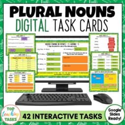Plural Nouns Digital Task Cards for Google Classroom - Top Teaching Tasks