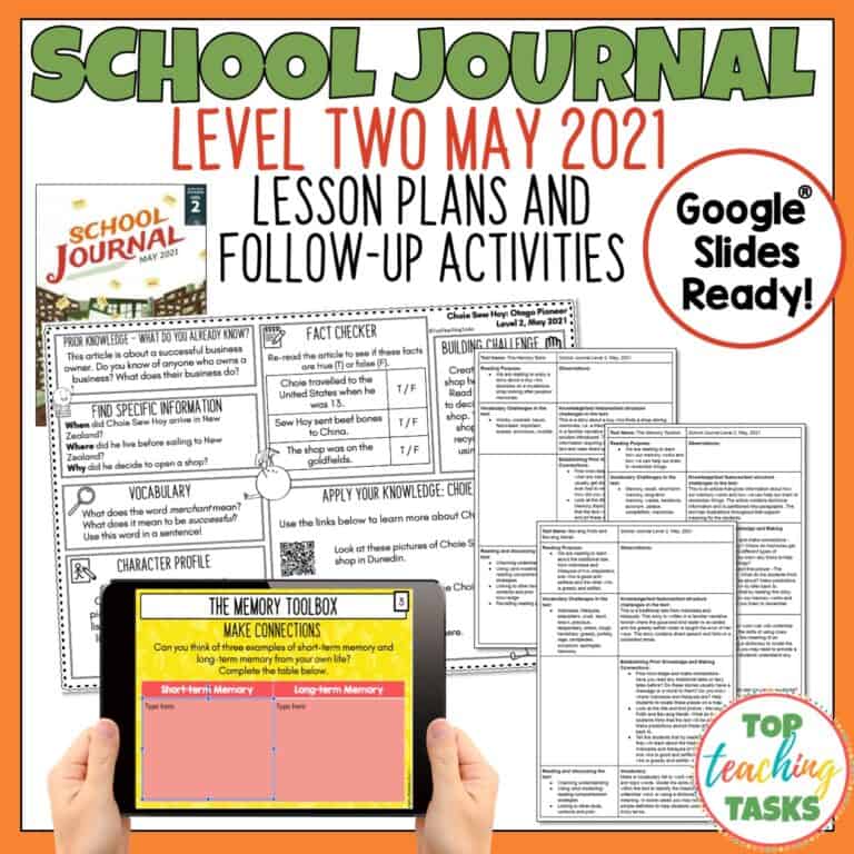NZ School Journal Level 2 May 2021 Activities - Top Teaching Tasks