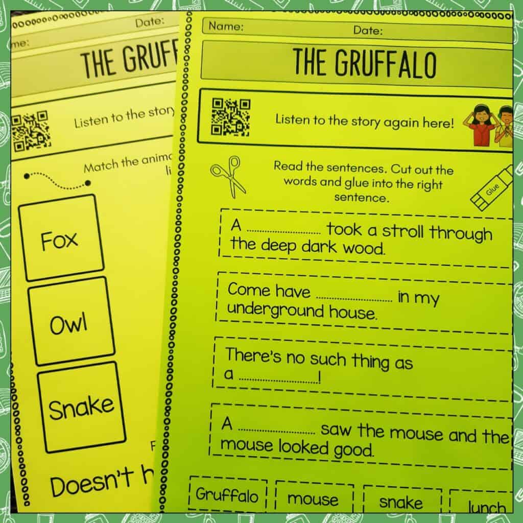The Gruffalo Book Study Reading Activities - Top Teaching Tasks