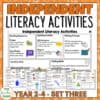 Independent Literacy Activities BUNDLE (Year 2-4 AND Year 5-8) - Top ...