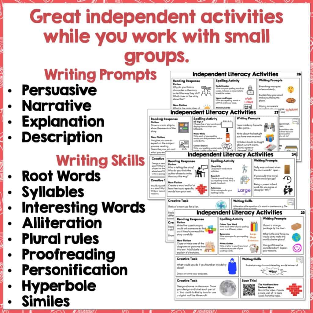 Independent Literacy Activities Year 5-8 Set Three | Spelling and ...