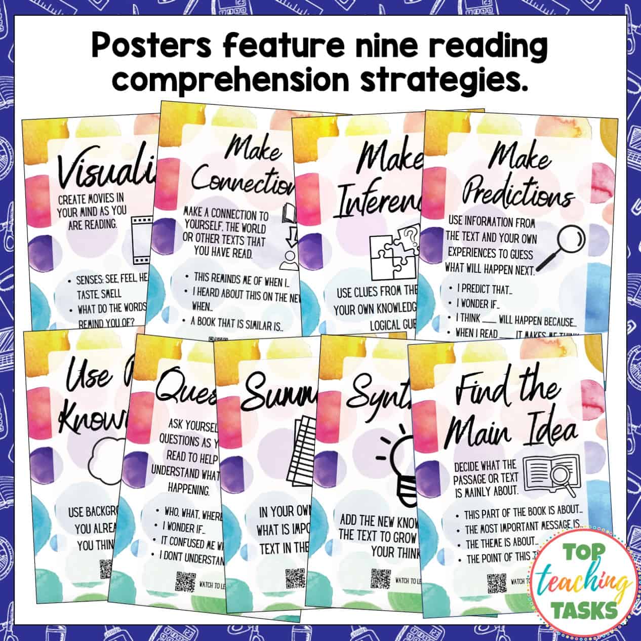 Reading Comprehension Strategies Posters US and British Spelling - Top ...