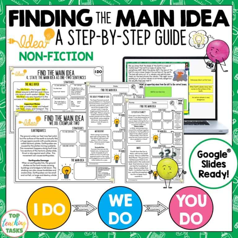 Finding the Main Idea | A Step By Step Guide to Finding the Main Idea ...
