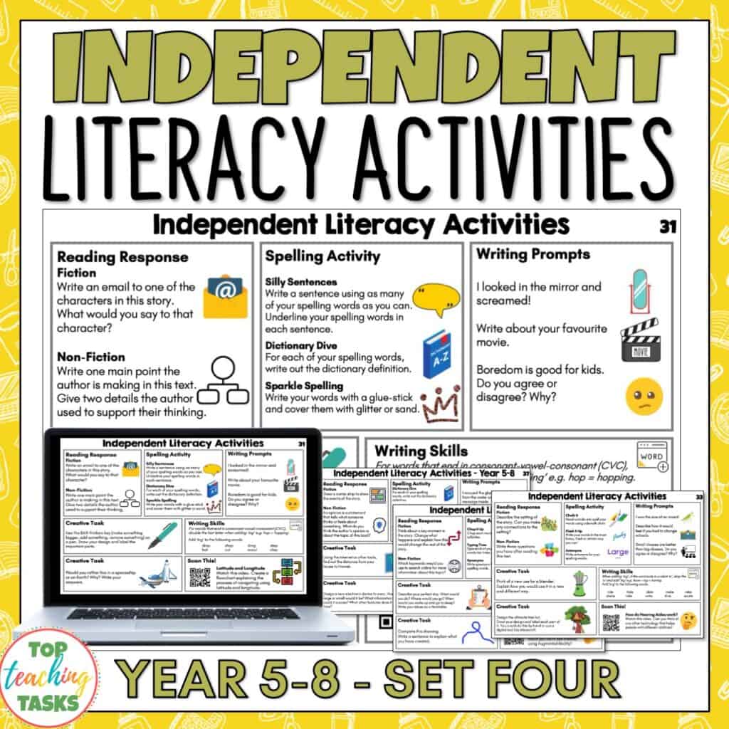 Independent Literacy Activities Year 5-8 Set Four | Spelling and ...