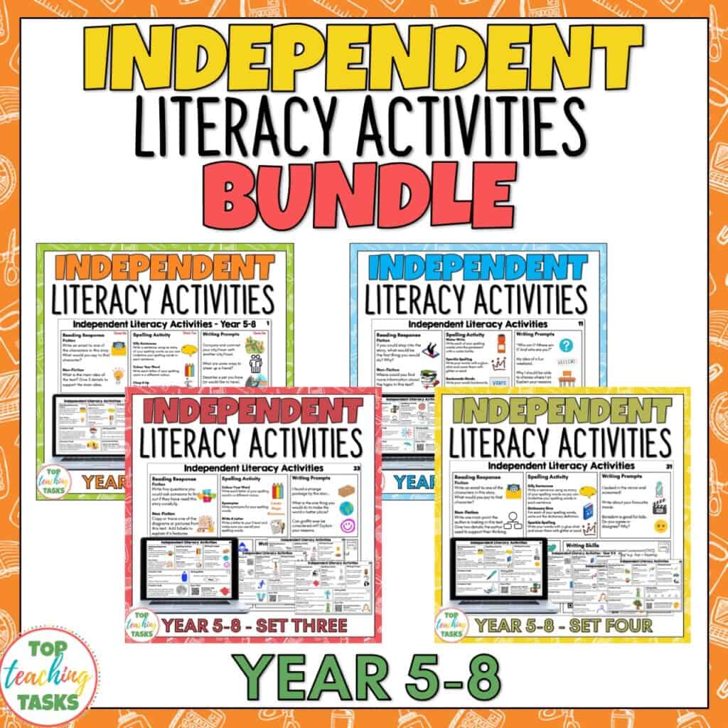 Independent Literacy Activities Year 5-8 BUNDLE - Top Teaching Tasks