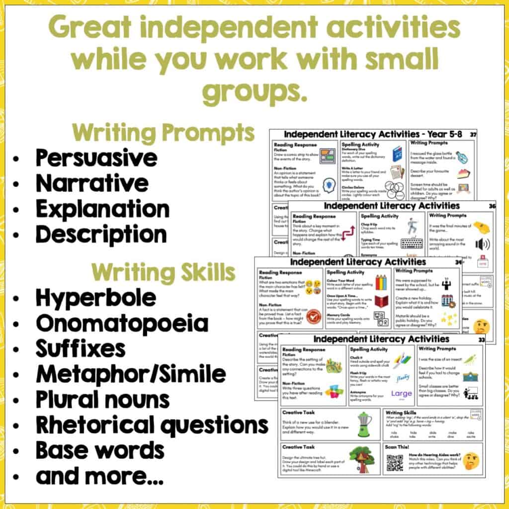 Independent Literacy Activities Year 5-8 Set Four | Spelling and ...