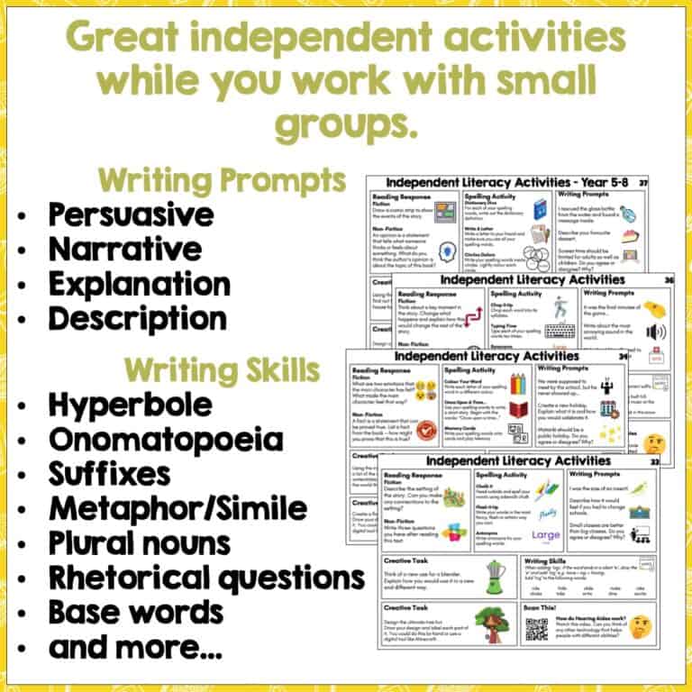Independent Literacy Activities Year 5-8 Set Four | Spelling and ...
