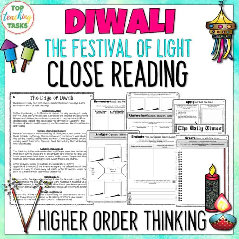 Diwali Reading Scavenger Hunt Puzzle Poster - Top Teaching Tasks