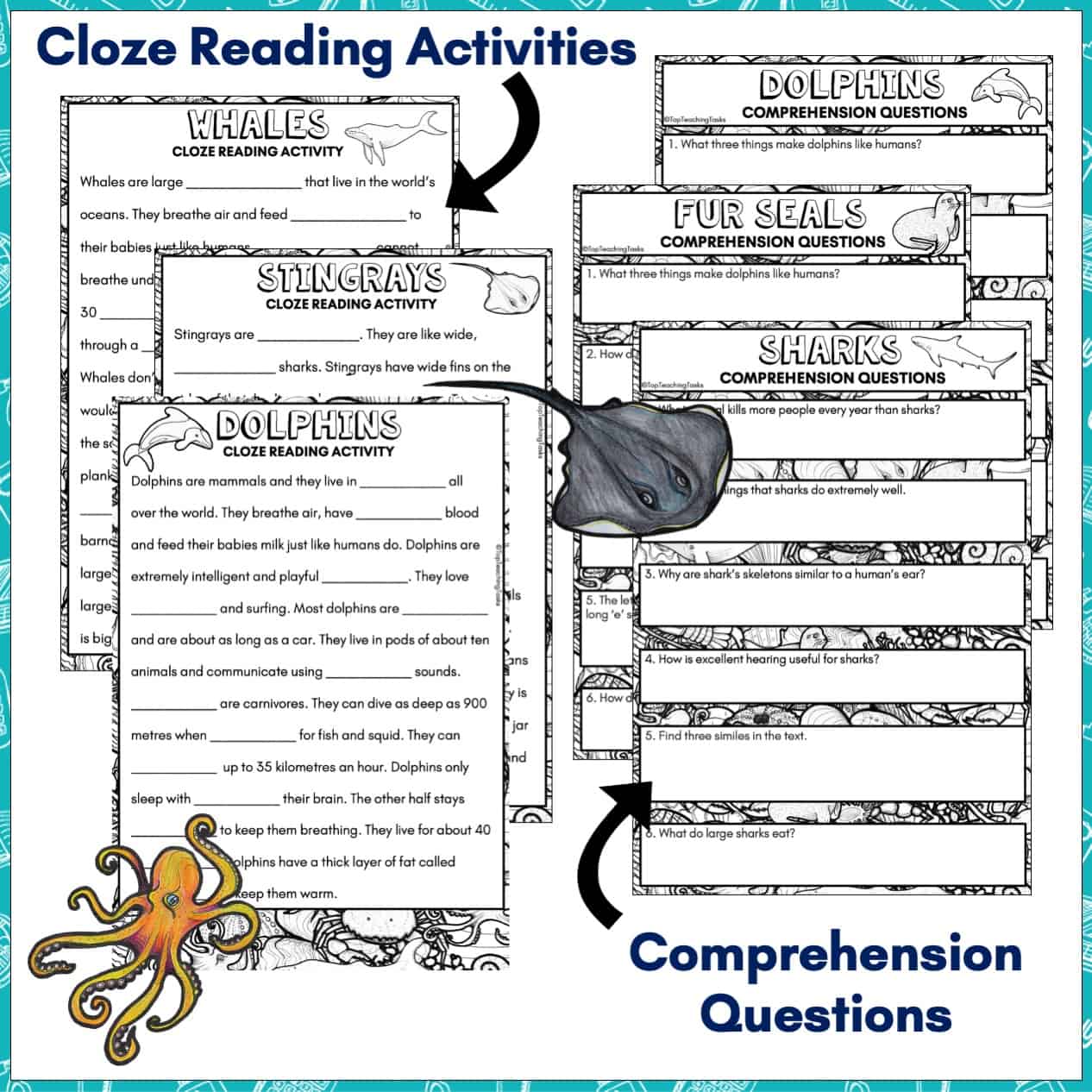 Ocean Creatures Reading Comprehension Activities for Year 3 - Top ...
