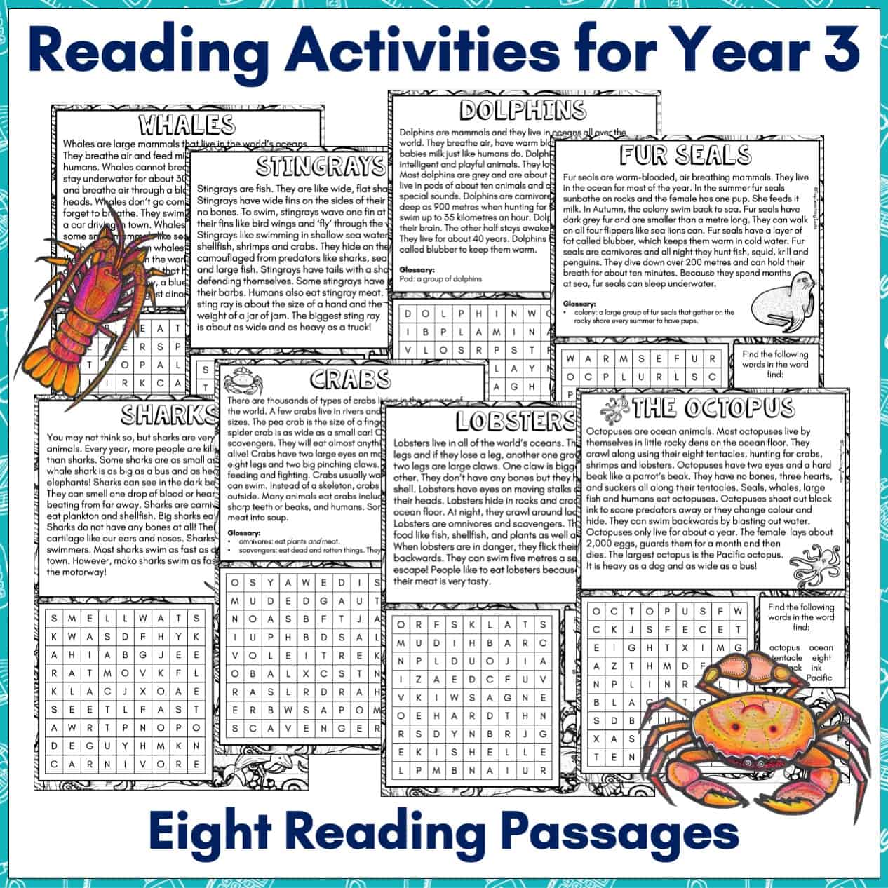 Ocean Creatures Reading Comprehension Activities for Year 3 - Top ...