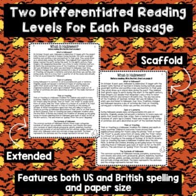 Halloween Reading Comprehension Passages and Activities - Print and ...