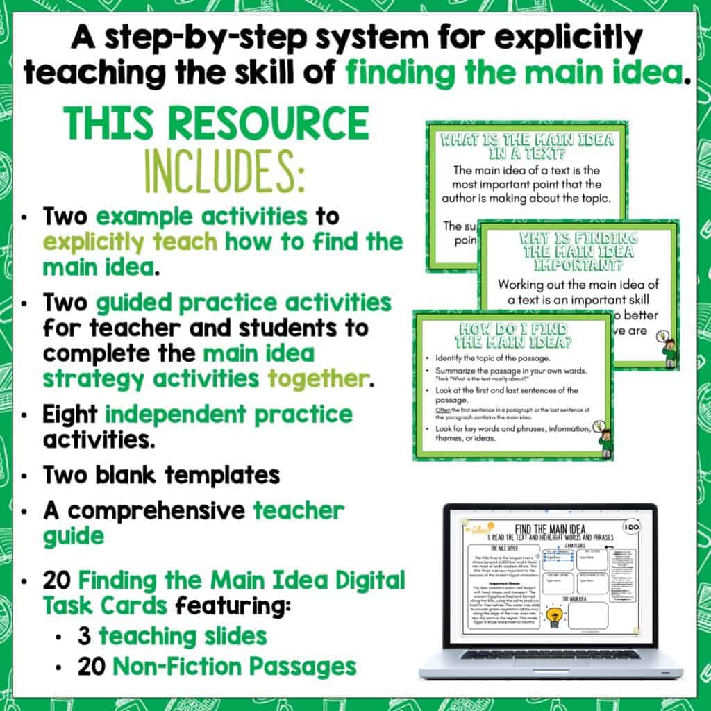 Finding the Main Idea | A Step By Step Guide to Finding the Main Idea ...