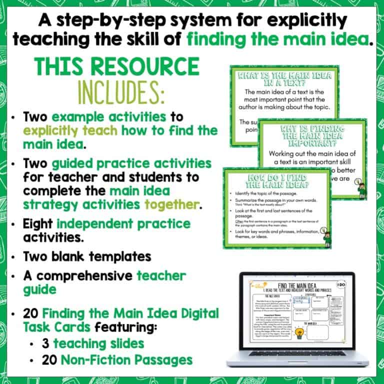 Finding the Main Idea | A Step By Step Guide to Finding the Main Idea ...