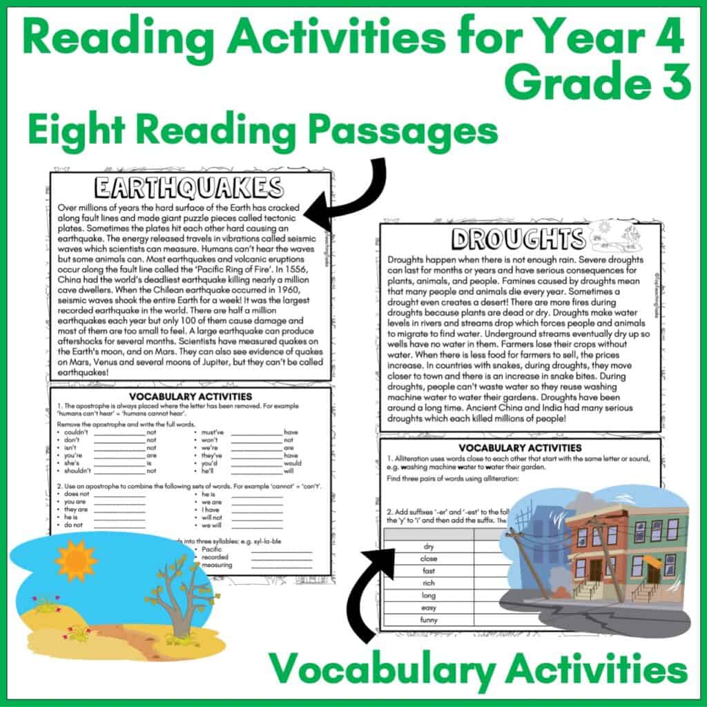 Natural Disasters Reading Comprehension Activities for Year 4 - Top ...