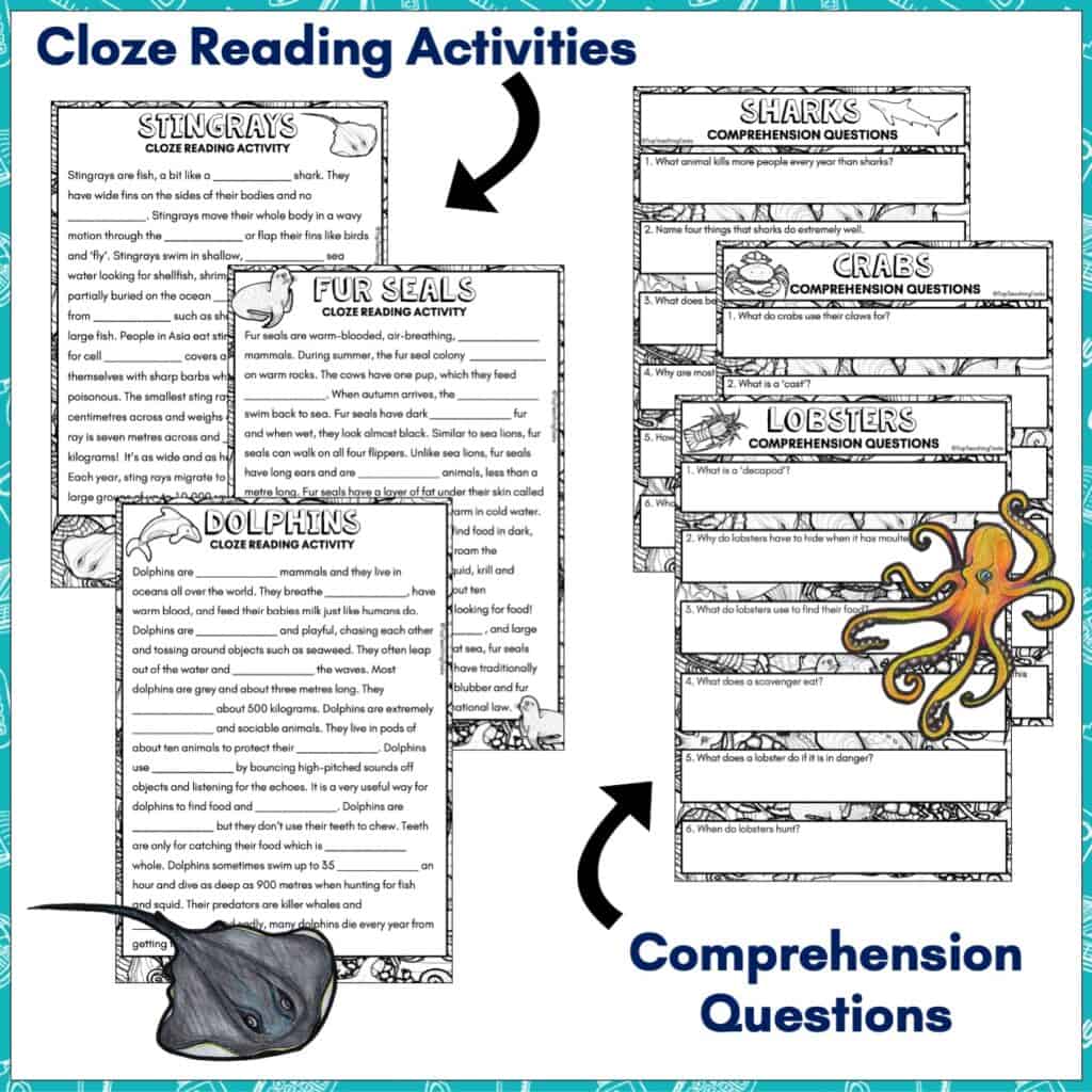 Ocean Animals Reading Comprehension Activities for Year 4 - Top ...