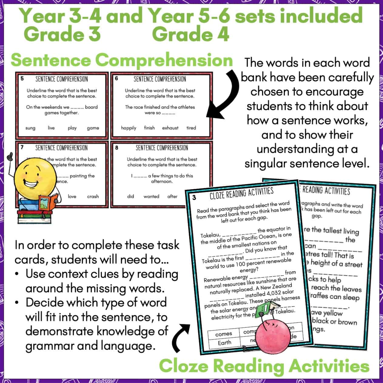Reading Skills Task Cards and Teaching Tools - Word Recognition and ...