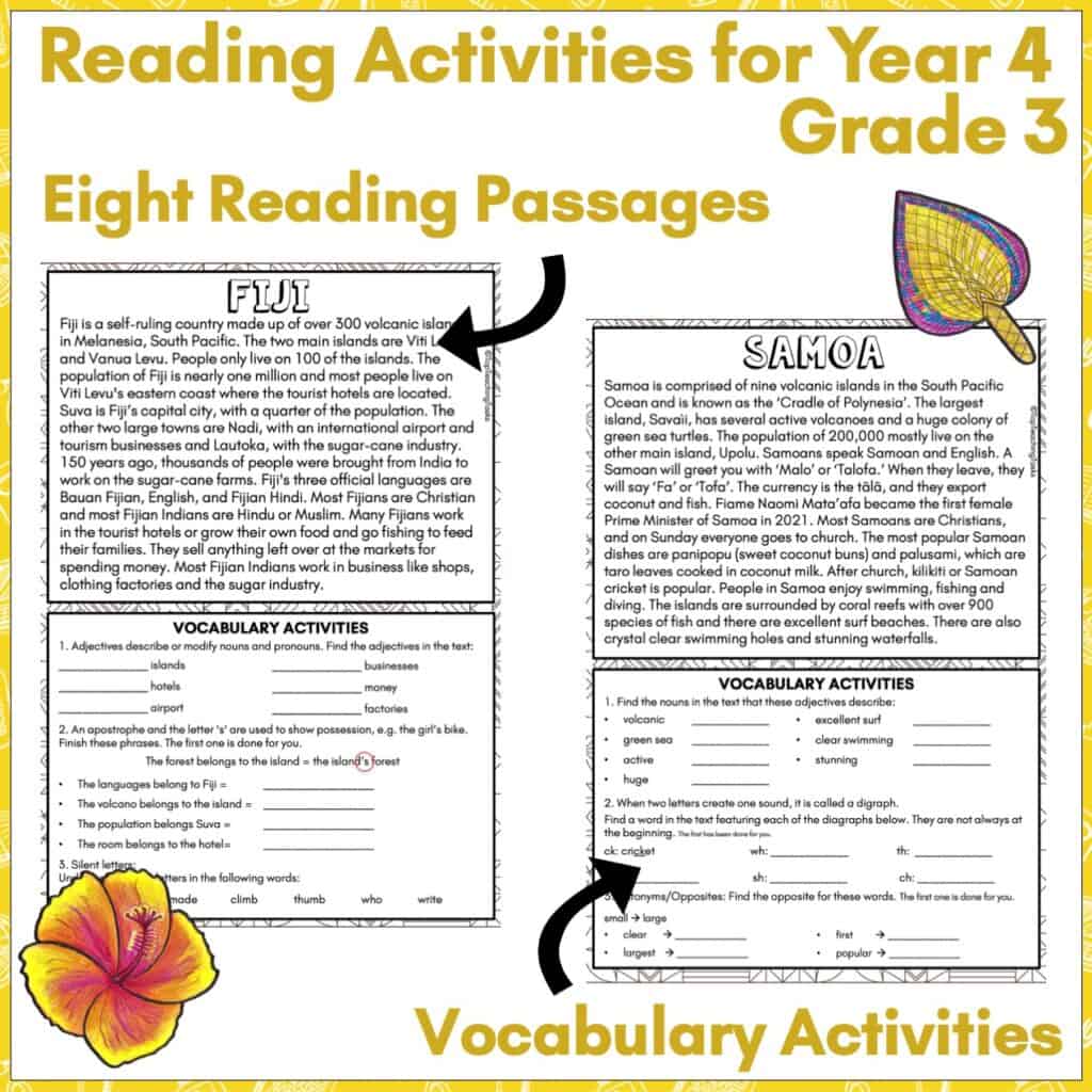 The Pacific Islands Reading Comprehension Activities for Year 4 | Grade ...