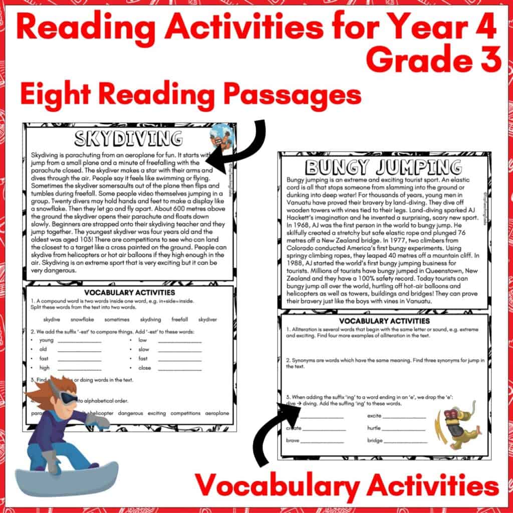 Extreme Sports Reading Comprehension Activities for Year 4 - Top ...