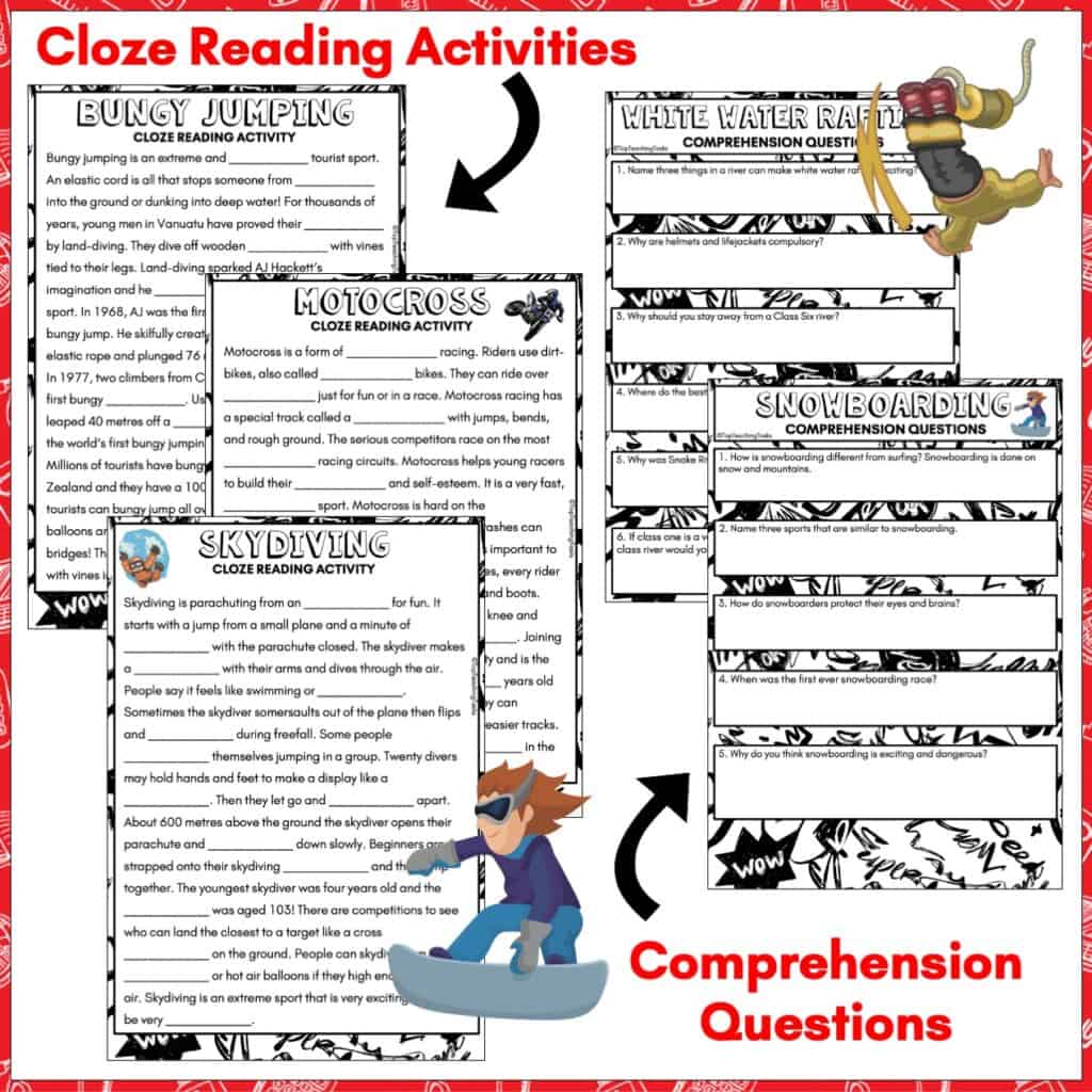 Extreme Sports Reading Comprehension Activities for Year 4 - Top ...