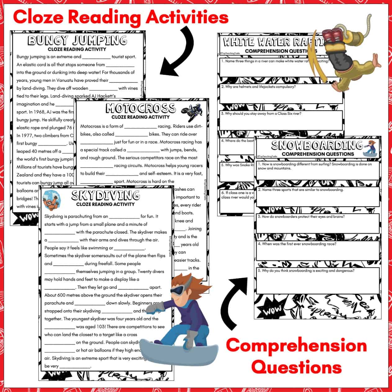 Extreme Sports Reading Comprehension Activities for Year 4 - Top ...
