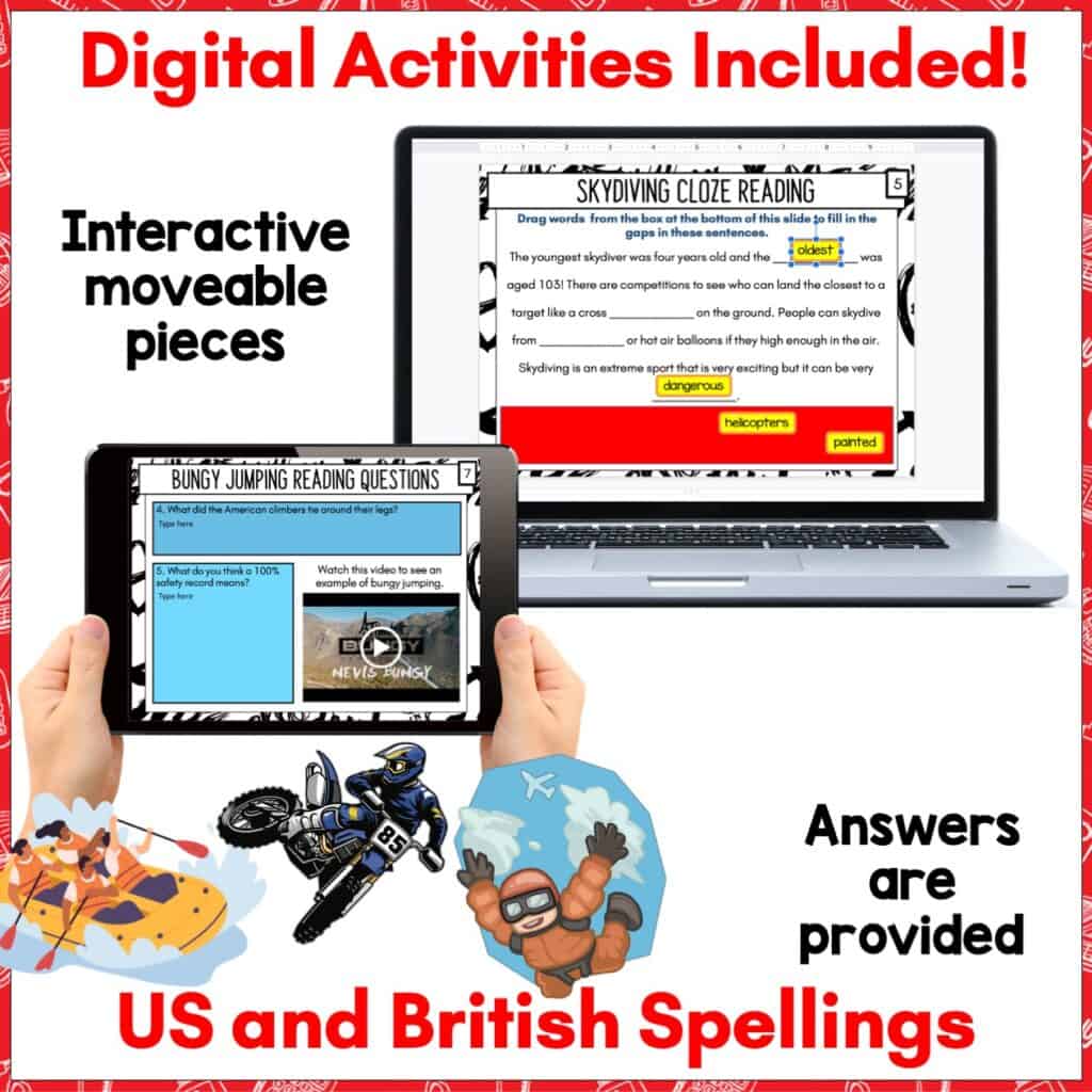 Extreme Sports Reading Comprehension Activities for Year 4 - Top ...