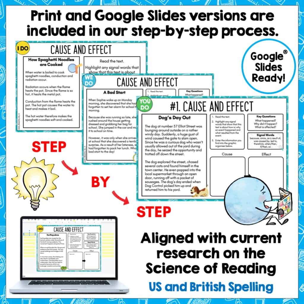 Cause and Effect Text Structure Passages, Graphic Organisers and ...