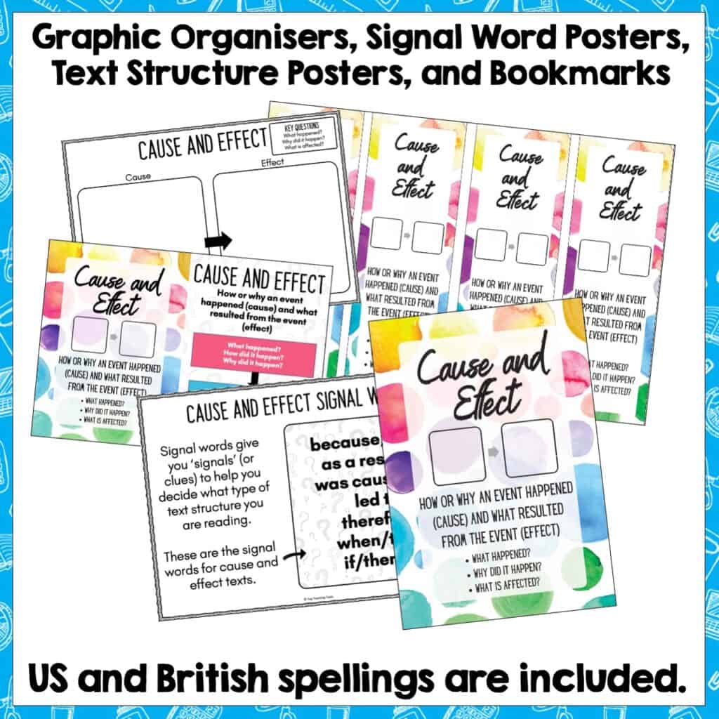 Cause and Effect Text Structure Passages, Graphic Organisers and ...