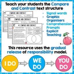 Compare and Contrast Text Structure Passages, Graphic Organisers and ...