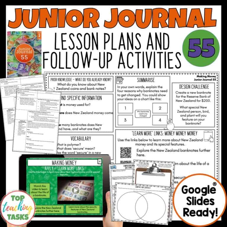 NZ Junior Journal 55 Activities and Lesson Plans Paper-based and ...