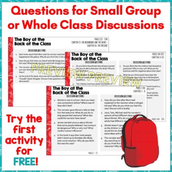 The Boy at the Back of the Class Novel Study and Discussion Questions ...
