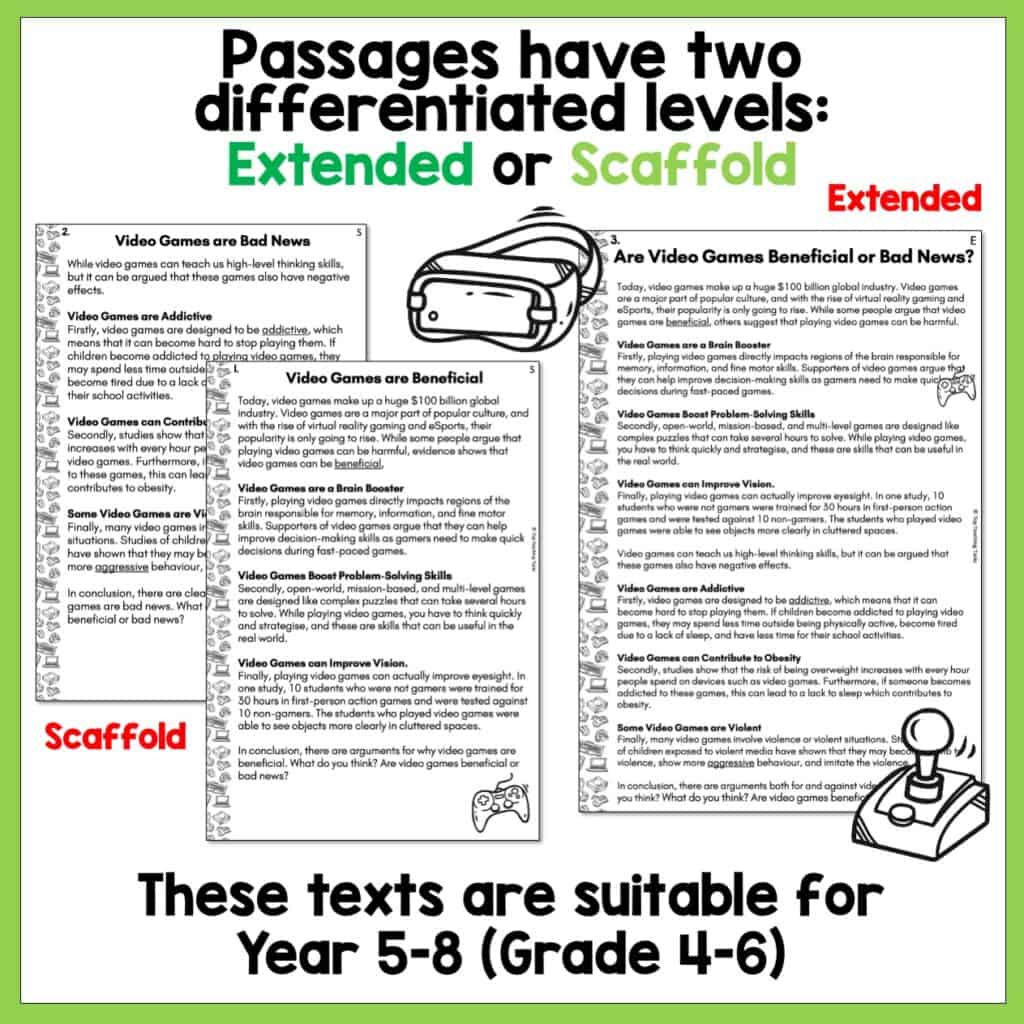 Video Games Argument Reading Comprehension Passages | Video Games ...