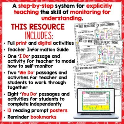 Monitoring for Understanding | Reading Passages and Activities - Top ...