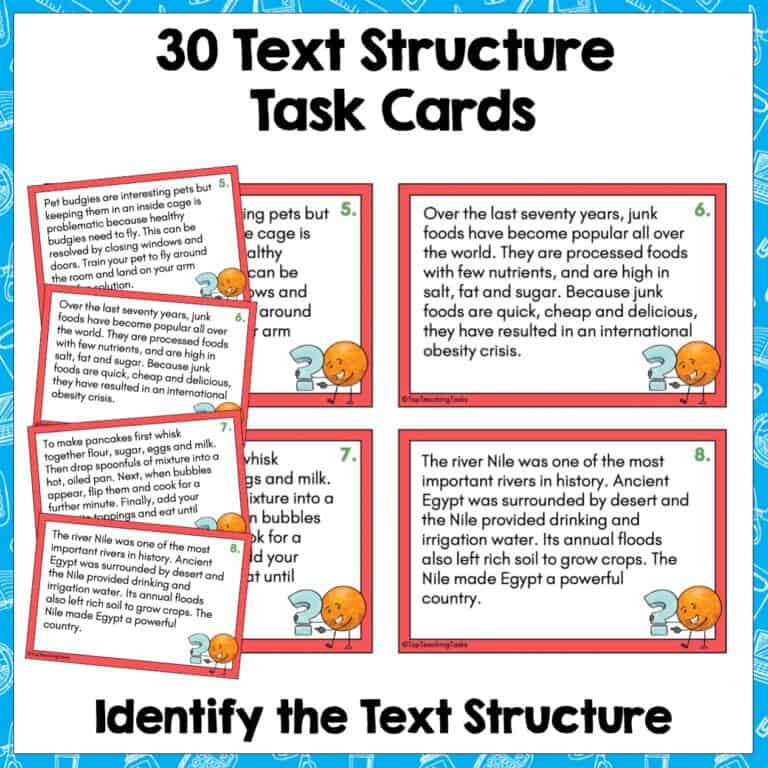Nonfiction Text Structure Task Cards - Top Teaching Tasks