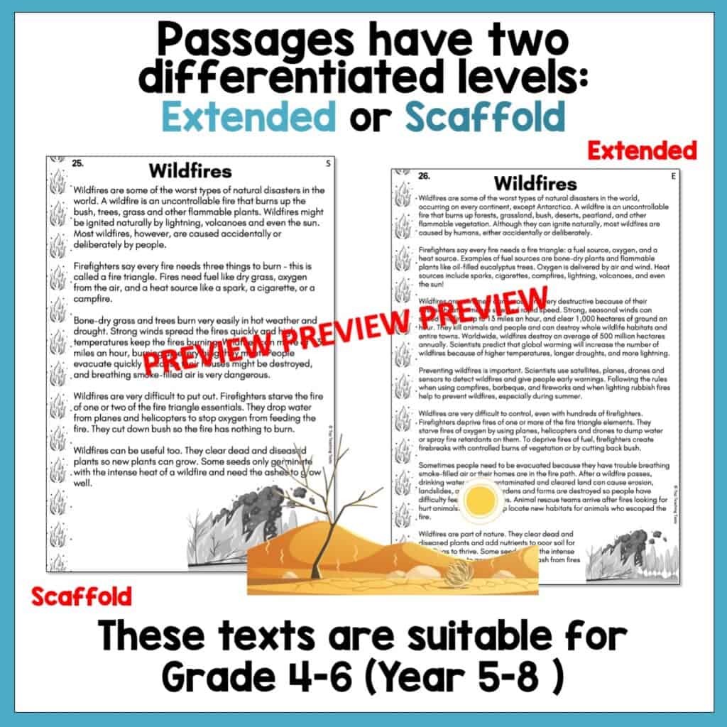 Natural Disasters Reading Comprehension | Natural Disasters Activities ...