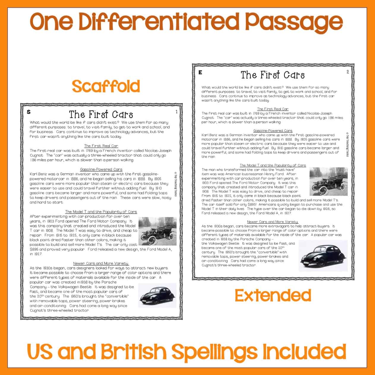 The First Cars Reading Comprehension Passages and Questions - Top ...