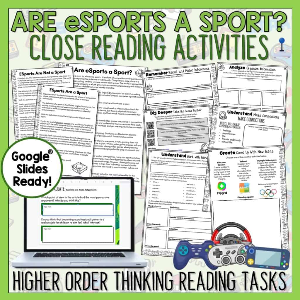 Video Games Reading Comprehension Passages | Video Games Activities ...