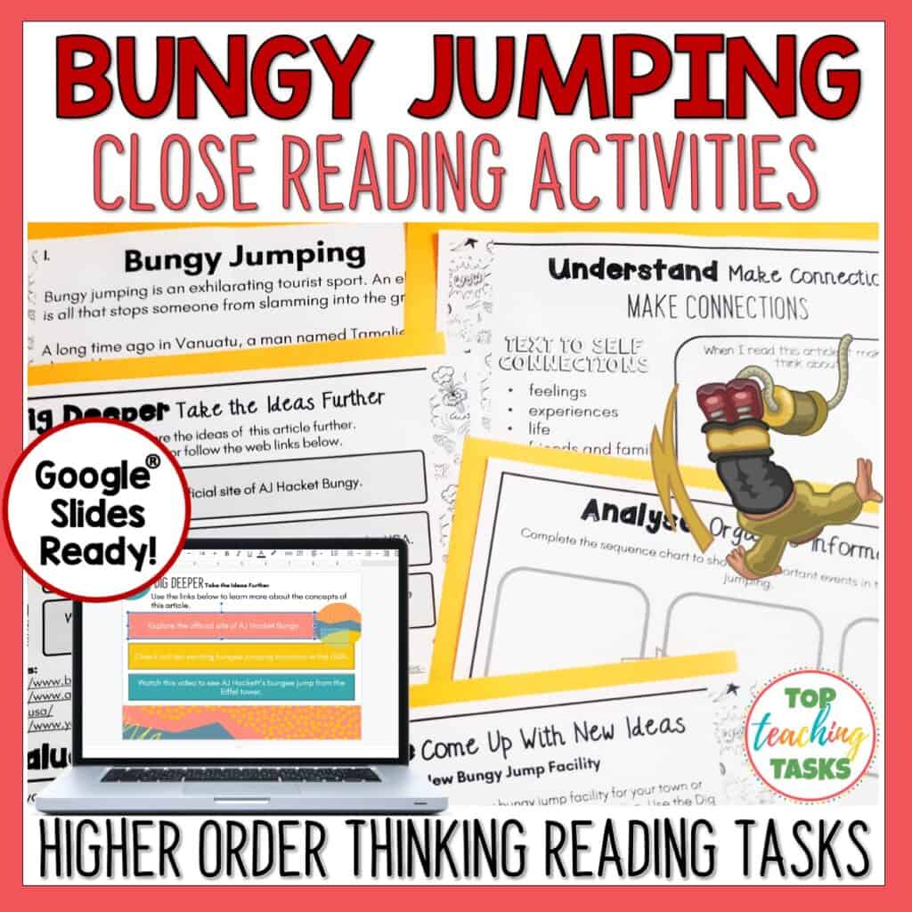 Bungy Jumping Reading Comprehension Passage and Activities - Top ...