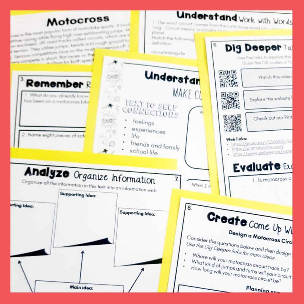 Motocross Reading Comprehension Passage and Activities | Sports Reading ...