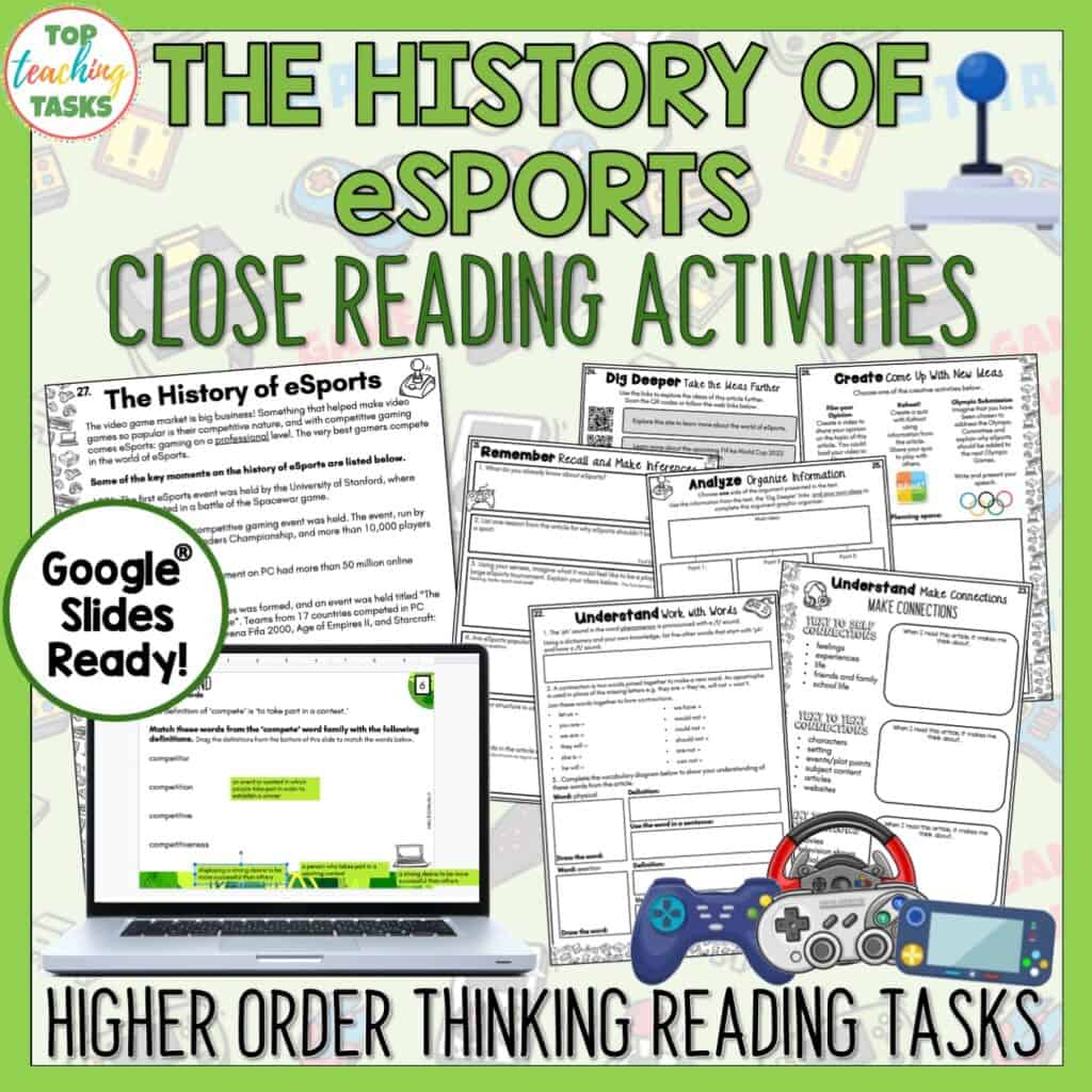 Video Games Reading Comprehension Passages | Video Games Activities ...