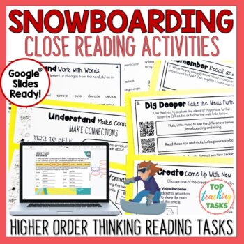 Snowboarding Reading Comprehension Passage and Activities | Sports ...