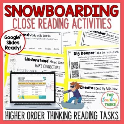 Snowboarding Reading Comprehension Passage and Activities | Sports ...
