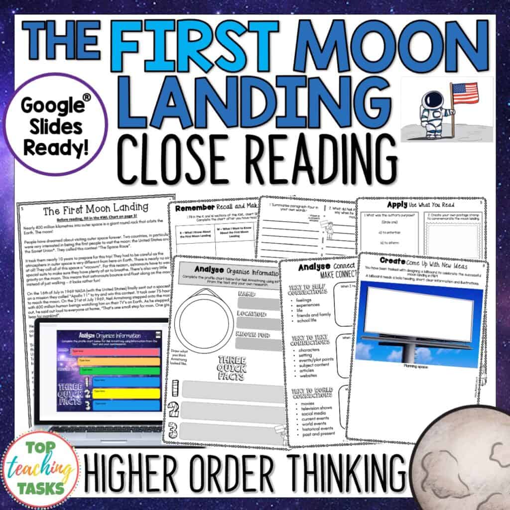 First Moon Landing Reading Activities - Top Teaching Tasks