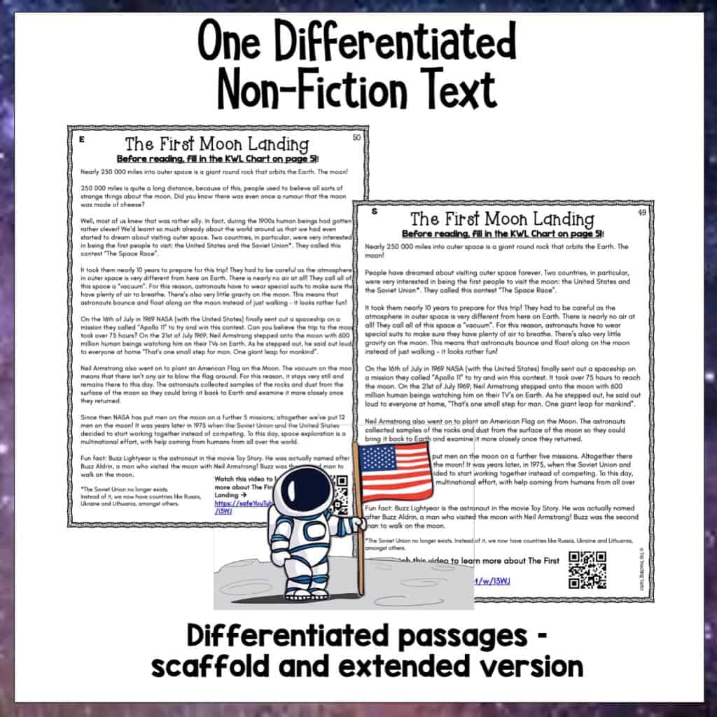 First Moon Landing Reading Activities - Top Teaching Tasks