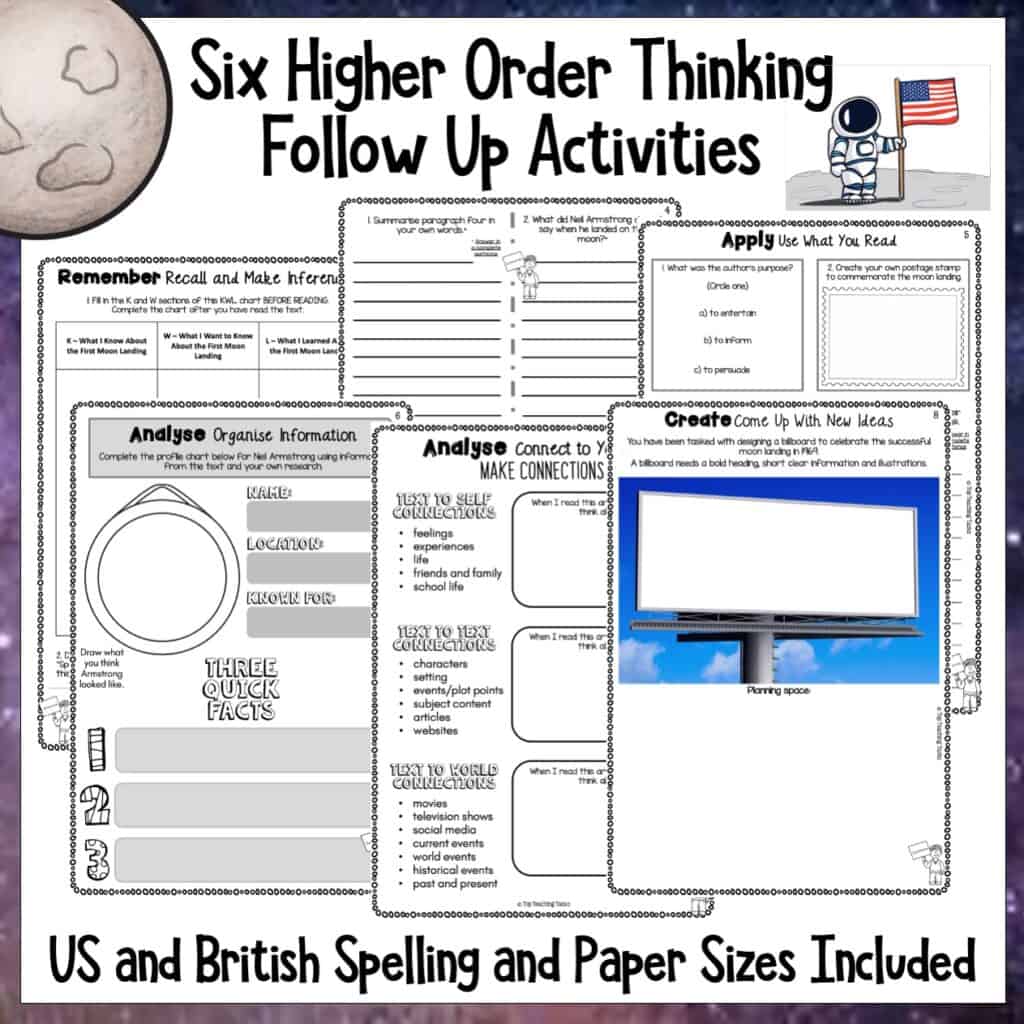 First Moon Landing Reading Activities - Top Teaching Tasks
