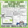 Video Games Reading Comprehension Passages | Video Games Activities ...