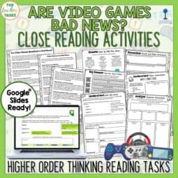 Video Games Reading Comprehension Passages | Video Games Activities ...