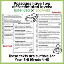 Video Games Reading Comprehension Passages | Video Games Activities ...