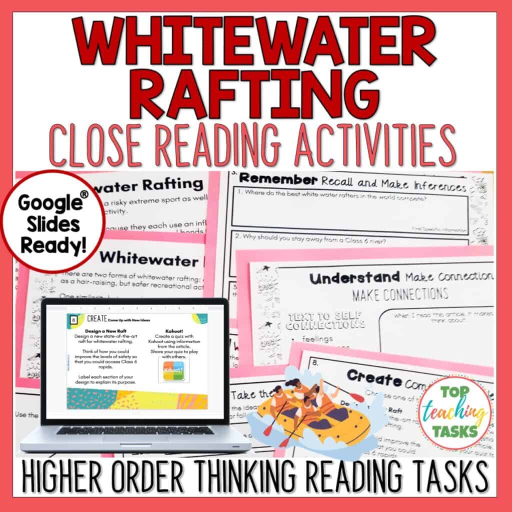 Whitewater Rafting Reading Comprehension Passage and Activities ...